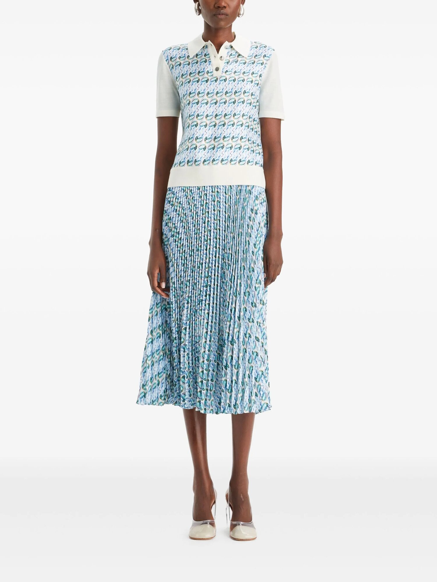 Поло Tory Burch T Monogram, размер M, синий — фото 1