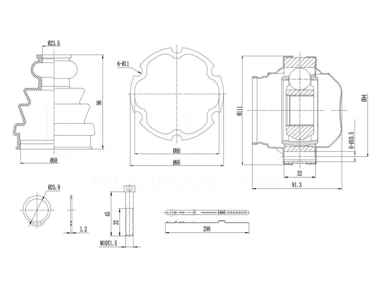 UNIO CVJ-30007 (3C0498103M / 3C0498103MX / 701407331B) шрус внутренний VW Passat (Пассат) b7 10-, Transporter (Транспортер)