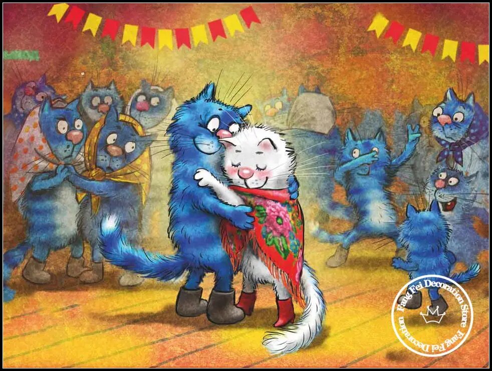 Алмазная мозаика на подрамнике "Синий Кот" круглые бриллианты 40х50см