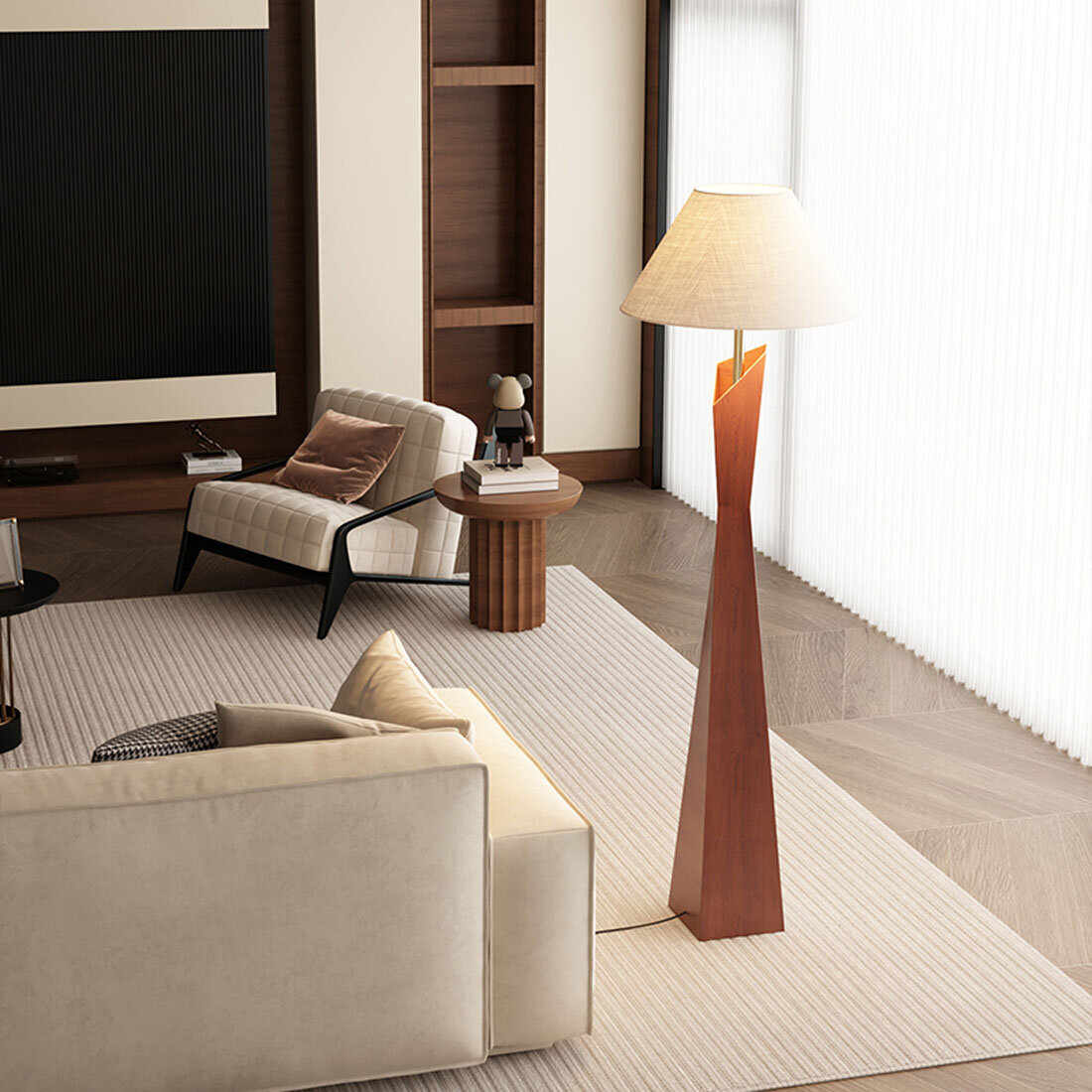 Дизайнерский торшер Accord Light с абажуром из льна, 162 см (коричневый)