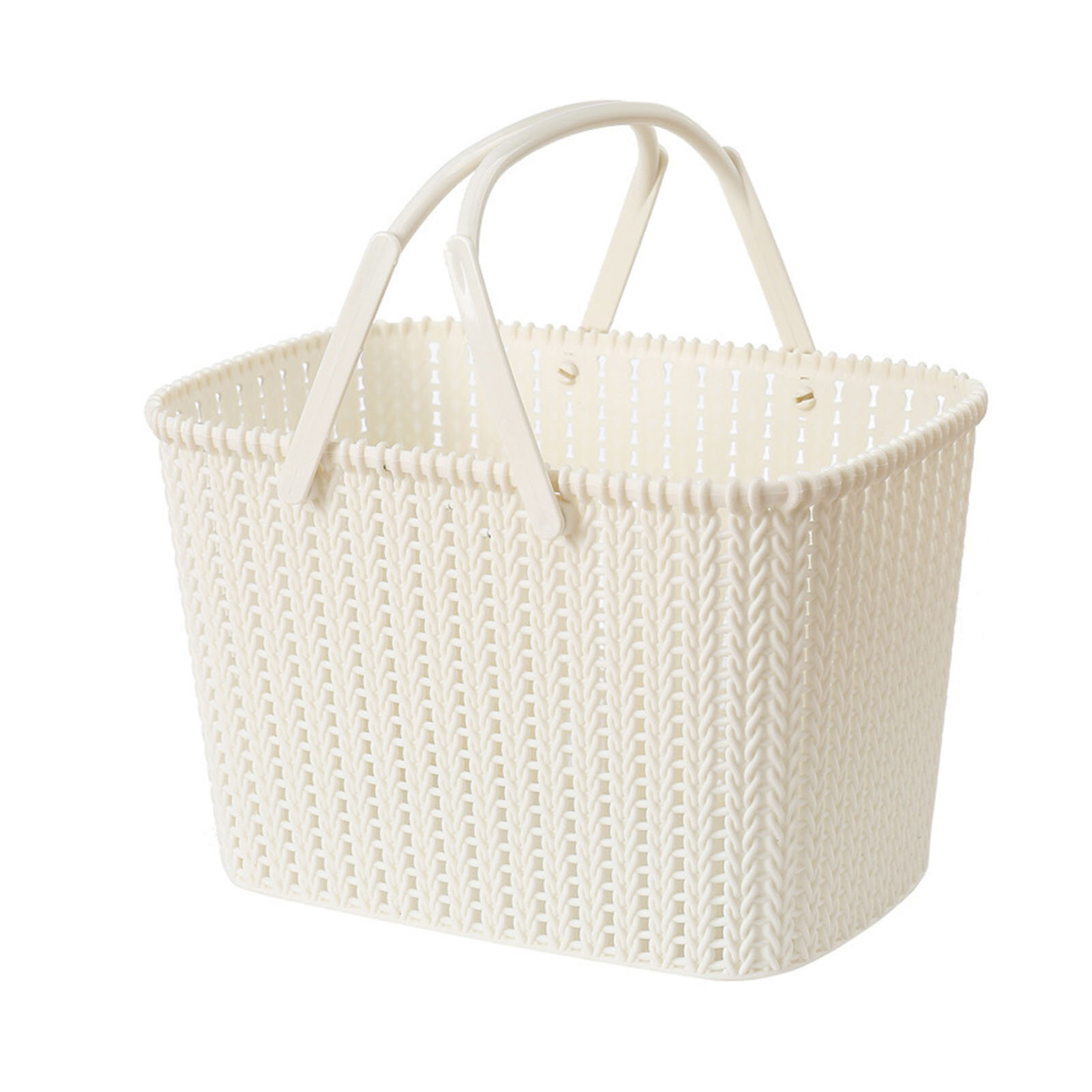 Имитация плетеной корзины из ротанга, пластиковая ручная корзина для хранения фруктов бежевого цвета для дома