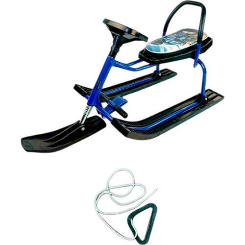 Детский снегокат Барс "Auto Car", Синий мотоцикл, с высокой рамой и со спинкой