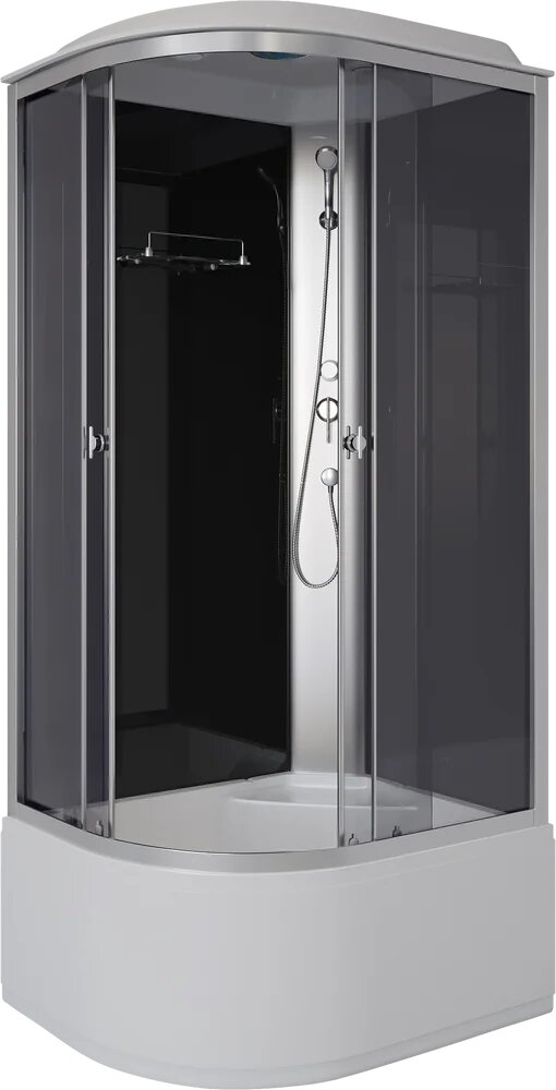 Душевая кабина Niagara Eco E90/80/40R/TN стеклянная, 90x80, высокий поддон, с сиденьем, закрытая (с крышей), без гидромассажа, с вентиляцией, с функцией тропический душ