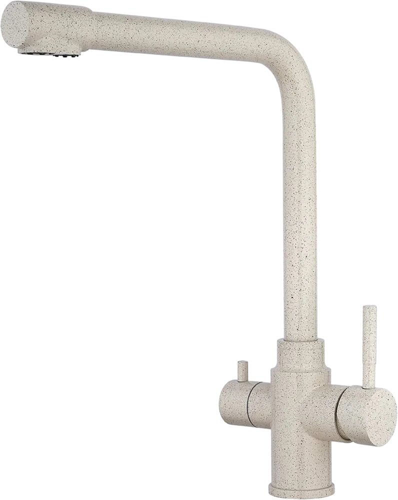 Смеситель для кухни Fashun A54309-8 с краном для питьевой воды, с поворотным изливом, бежевый, матовый, однорычажный, нержавеющая сталь, с керамическим картриджем