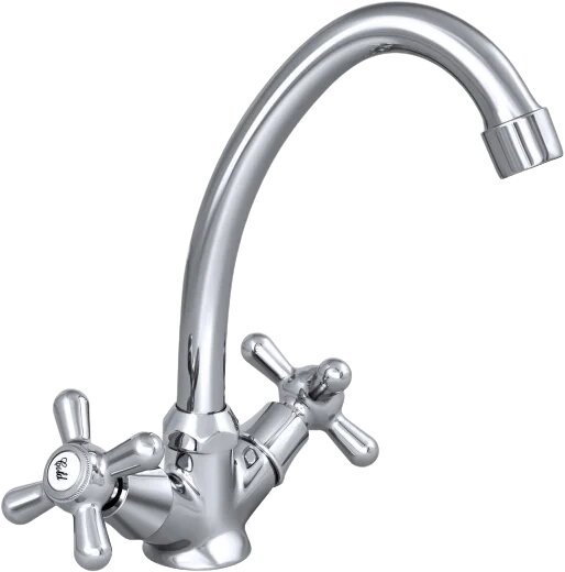 Смеситель для кухни Славен Прораб О СЛ-ДВ-О11 с поворотным изливом, хром, глянцевый, вентильный, латунный