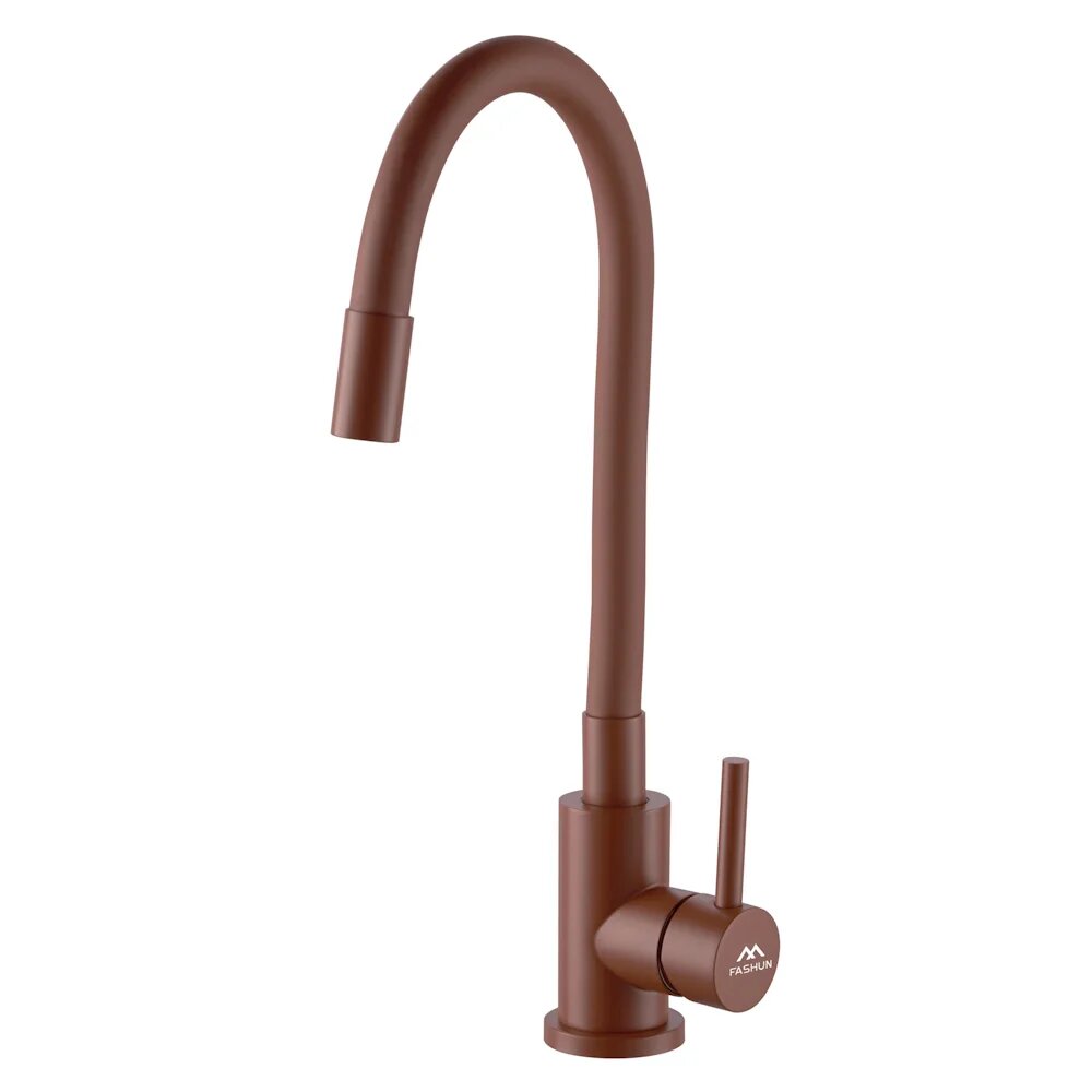 Смеситель для кухни Fashun A54101N-16A с гибким изливом, с поворотным изливом, коричневый, матовый, однорычажный, нержавеющая сталь, с керамическим картриджем