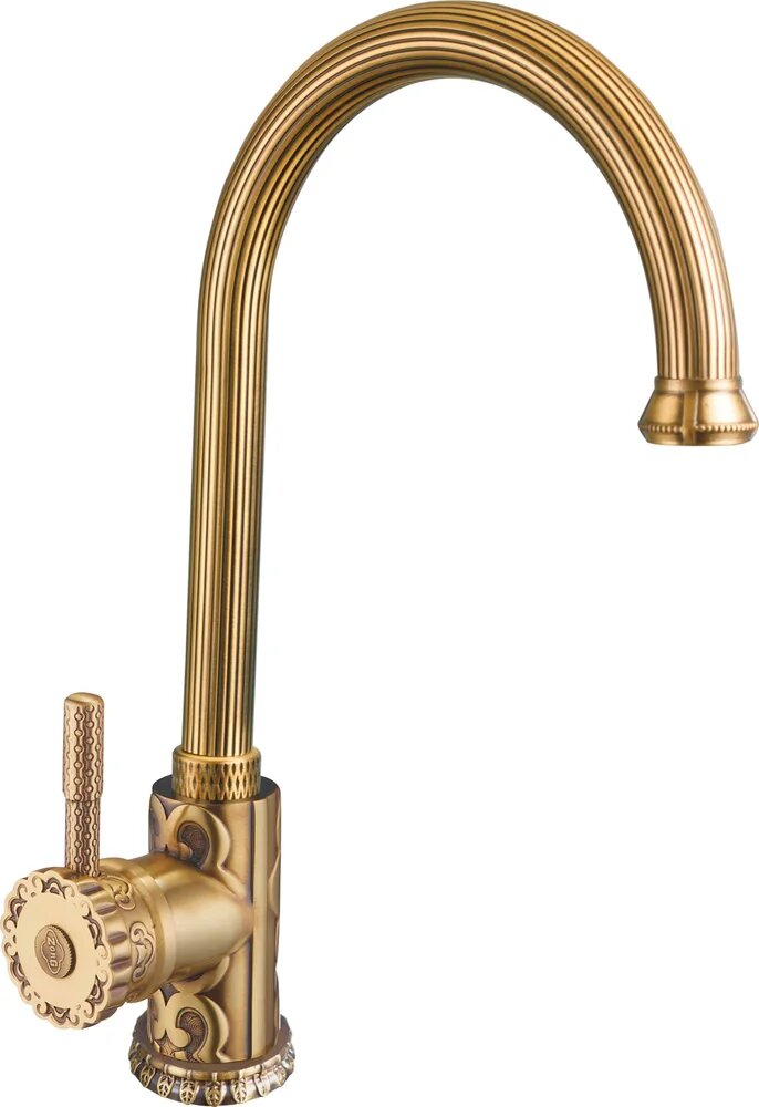 Смеситель для кухни Zorg Antic A 108K-BR с поворотным изливом, бронзовый, глянцевый, однорычажный, латунный, с керамическим картриджем