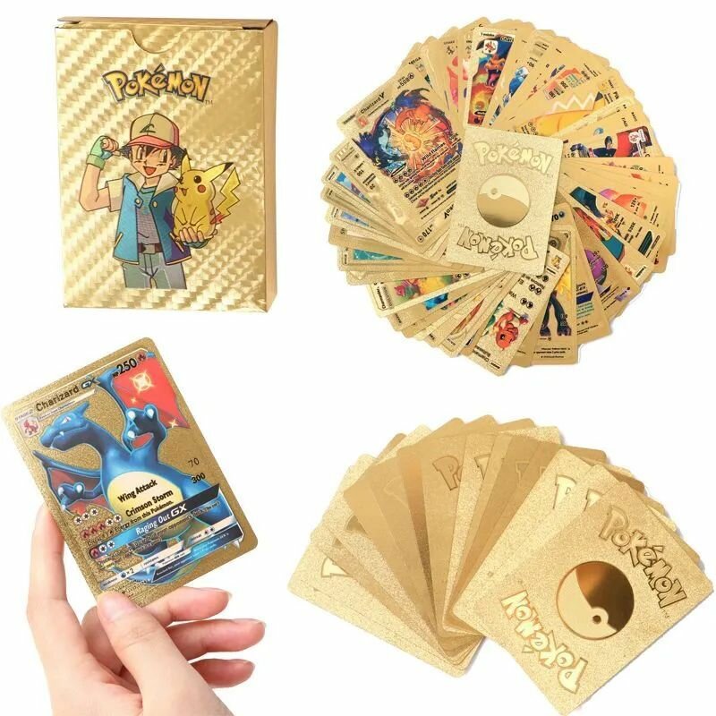 55 штук карточек покемонов из коллекции Пикачу