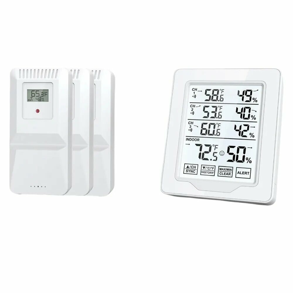 Многофункциональный беспроводной термометр-гигрометр с 3 датчиками