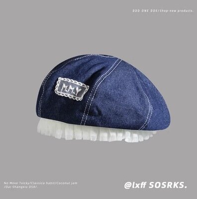 Джинсовый берет, женский летний корейский стиль, универсальная шляпа художника с маленьким бутоном, японская шляпа с круглым лицом, на осень и зиму