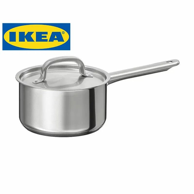 Ковш кухонный с крышкой 2 литра Икеа сталь