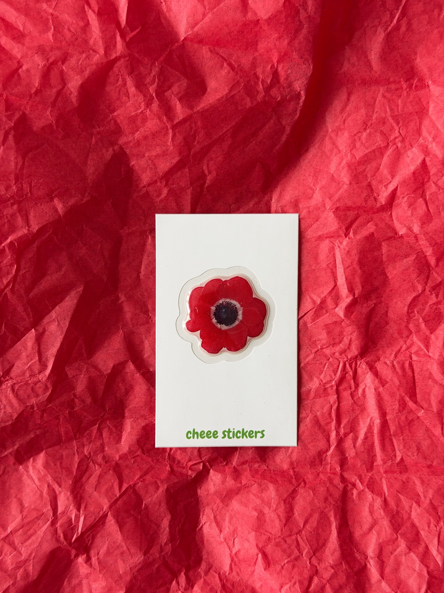 Стикер cheee Stickers "Красный мак", 3D объёмный стикер, для телефона