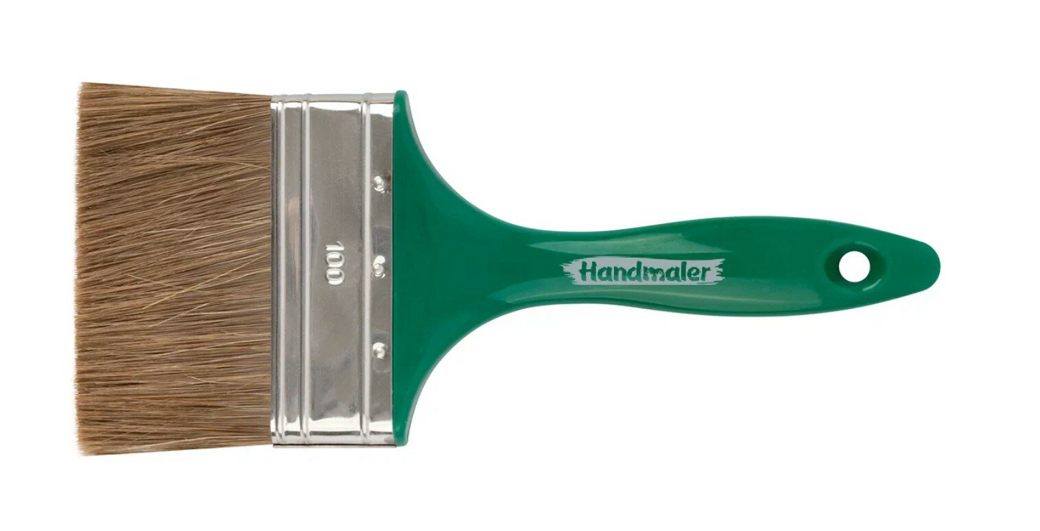 Кисть плоская "Handmaler GREEN", смешанная щетина, пластик. ручка, 100 мм