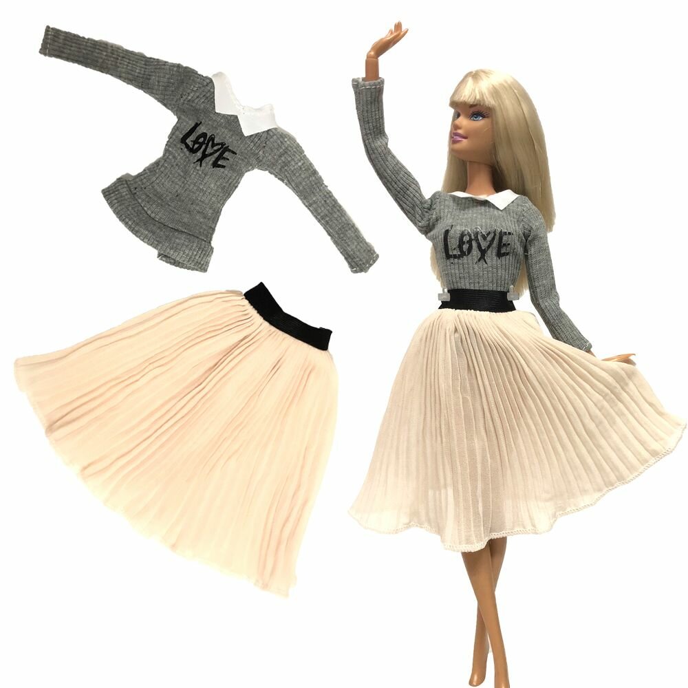 Модное Кукольное платье из 2 частей для одежды Барби