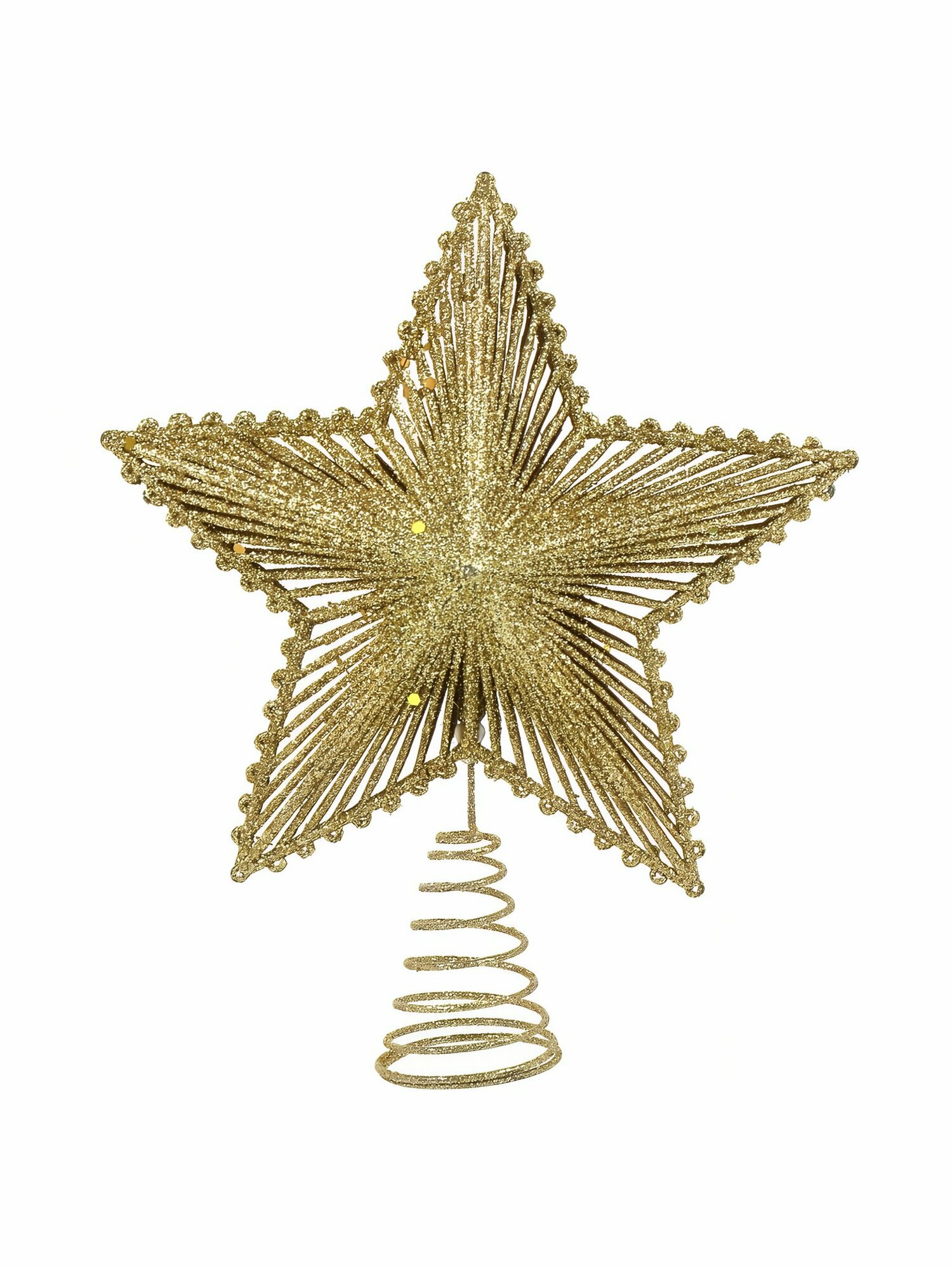 Верхушка на елку Звезда золотая 20х24 см, небьющаяся новогодняя игрушка для уличной елки, артикул Y4-7440