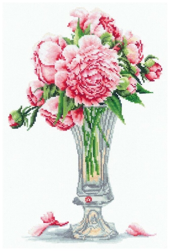 Набор для вышивания Сделай своими руками #П-56 Пионы, Счетный крест, 19.5 х 29.5 см