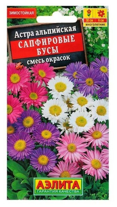 Семена цветов Астра альпийская 'Сапфировые бусы', смесь окрасок, Мн, 0,1 г