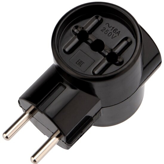 Тройник электрический Rexant Ретро, 10 А, б/з, черный