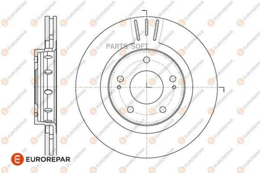 EUROREPAR 1667857680 Диск тормозной к-т. 2 шт. (цена за 1 шт. заказывать 2 шт.) передн. вент. (без ABS) MITSUBISHI Outl ()