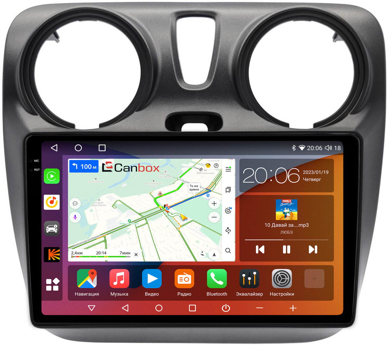 Штатная магнитола Renault Dokker 2012-2021 Canbox EVO 2K 5814-9-2819 на Android 14 (4G-SIM, 4/64, DSP, QLed, AI, 360)