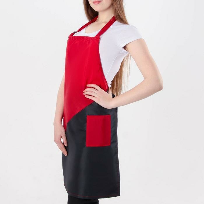 Фартук для мастера, 56 x 77 см, цвет чёрный/красный