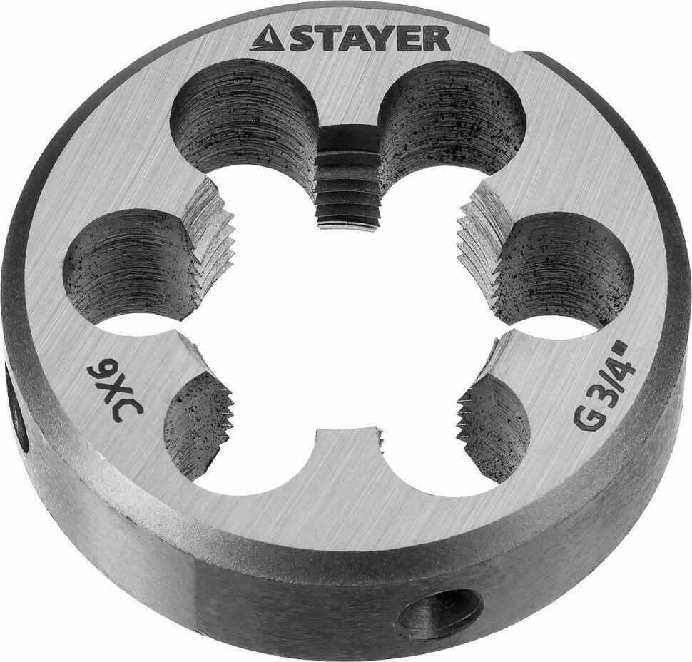 STAYER Плашка круглая ручная STAYER "MASTER", сталь 9ХС, для трубной резьбы G 3/4``, ( 28029-3/4 )