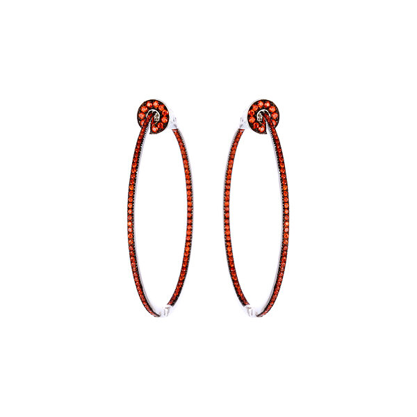 Серьги конго, серебро, 925 проба, фианит