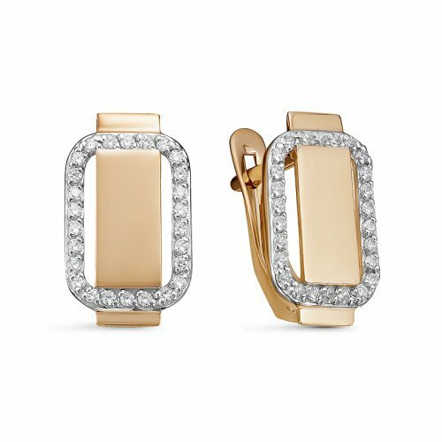 Серьги, красное золото, 585 проба, фианит