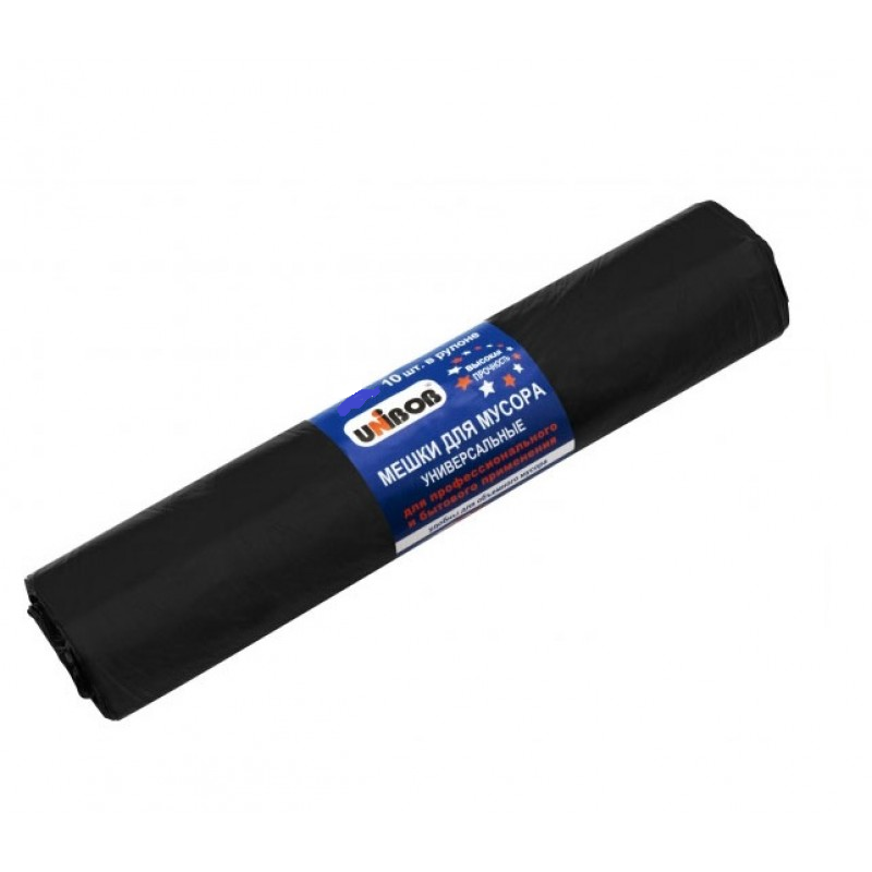 Мешки для мусора UNIBOB Универсальные 120 л, 10 шт, 1 упак, черный