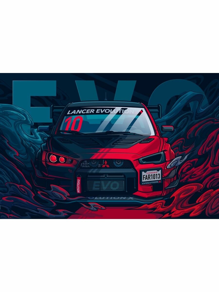 Постер "Colorful car. Mitsubishi Lancer EVO"