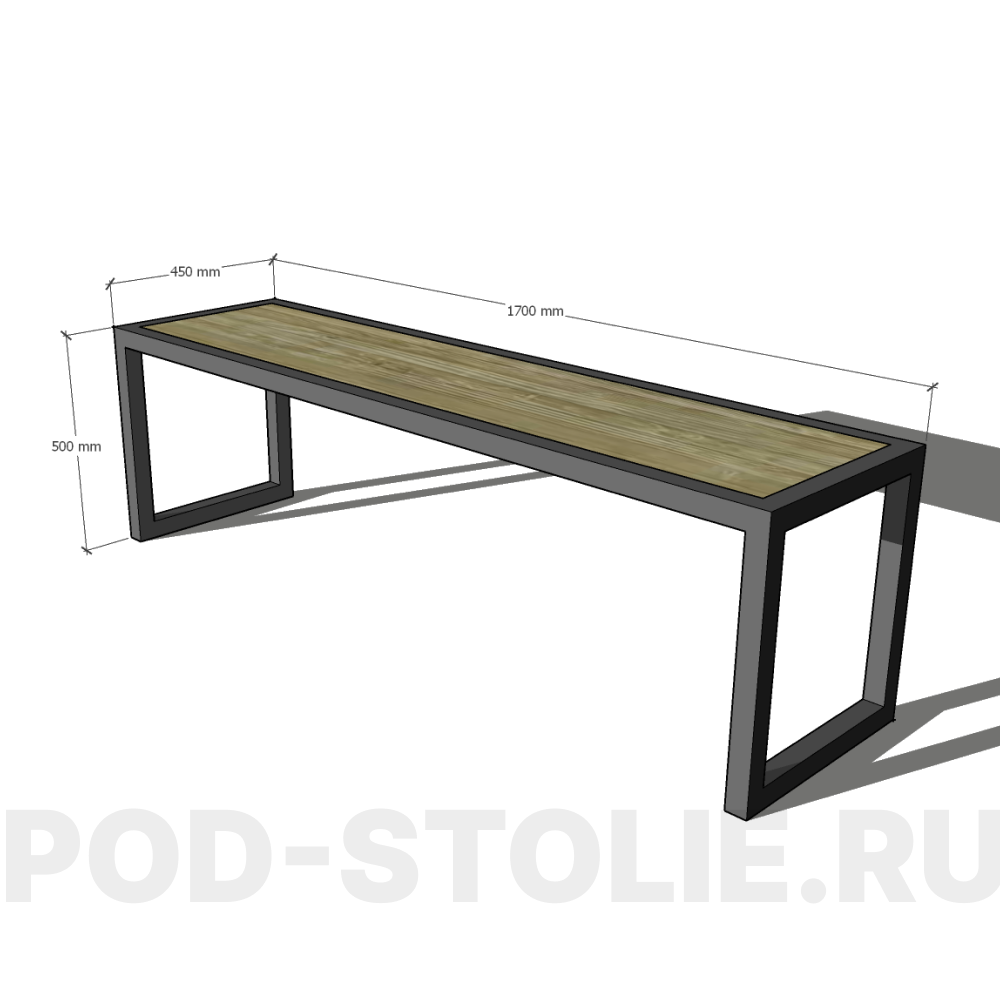 Скамья садовая лофт Roco-04, для дома и дачи, с размерами 170х50х45 см