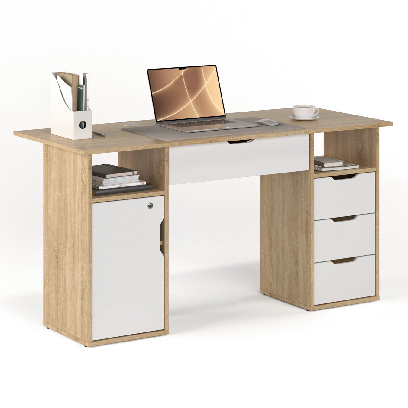 Стол письменный БАНГА-75-Я Дуб Сонома - Белый