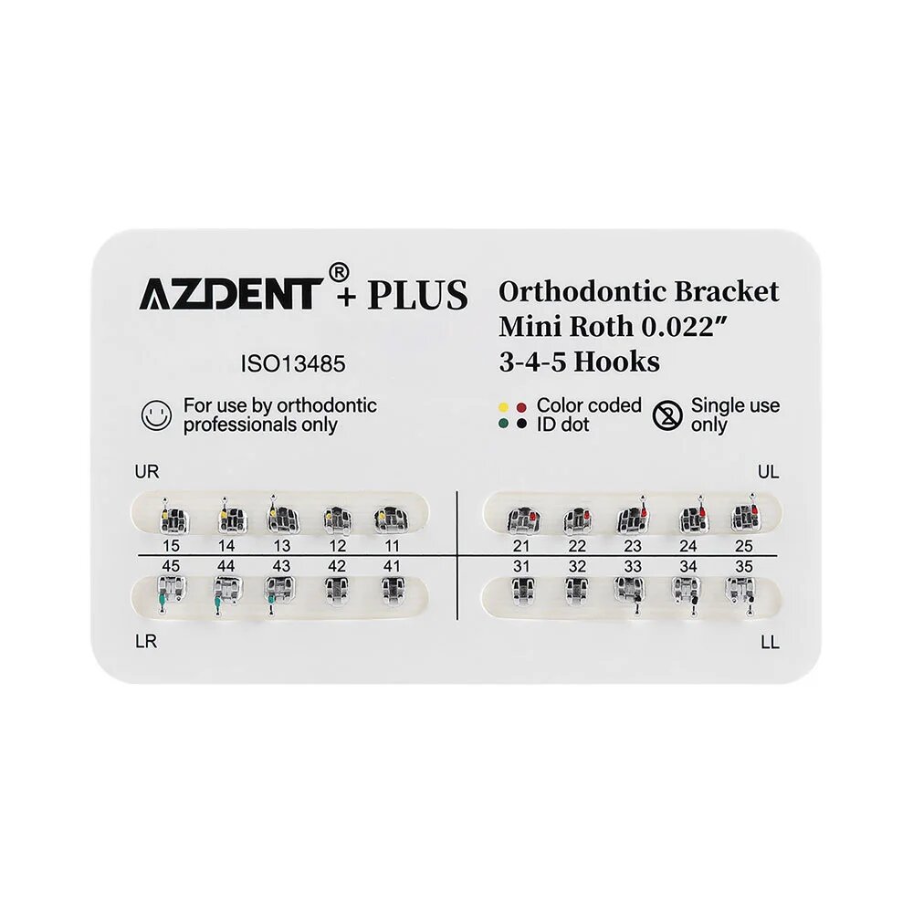 10 упаковок = 200 шт. Azdent стоматологические брекеты ортодонтические брекеты металлические стандартные мини-ракт/MBT 022/018 крючки 3/345 сетчатая основа лабораторные инструменты