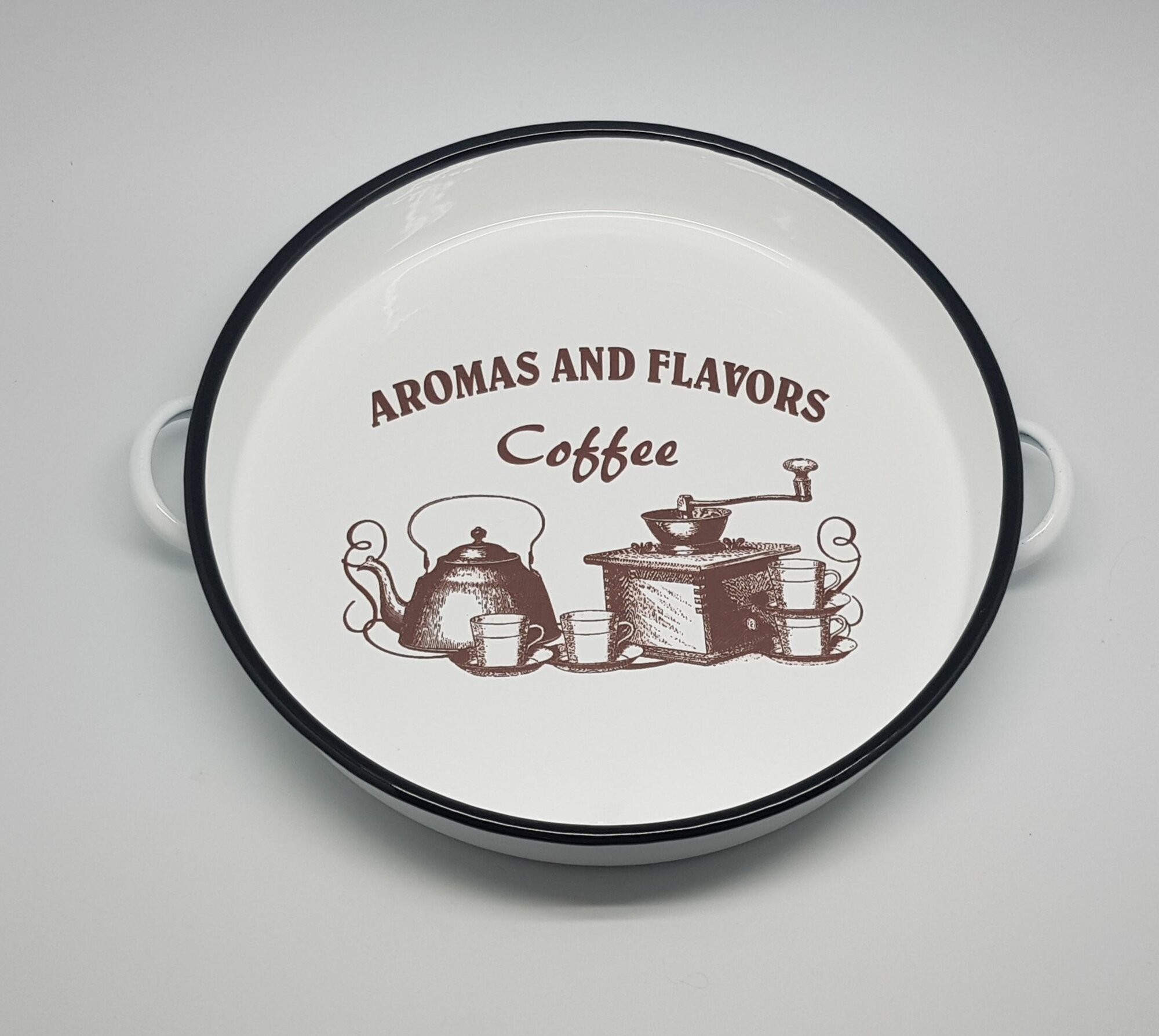 Поднос для подачи с ручками металл/эмаль