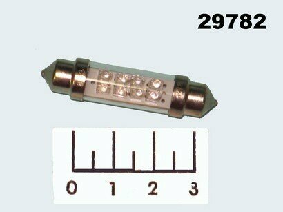 Лампа светодиодная салонная синяя 44мм 12V 8LED (д/Европ)