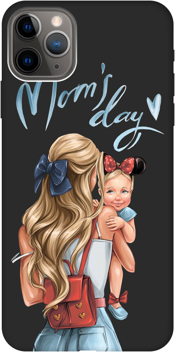 Силиконовый чехол на Apple iPhone 11 Pro Max / Эпл Айфон 11 Про Макс с рисунком "Mom's Day" Soft Touch черный