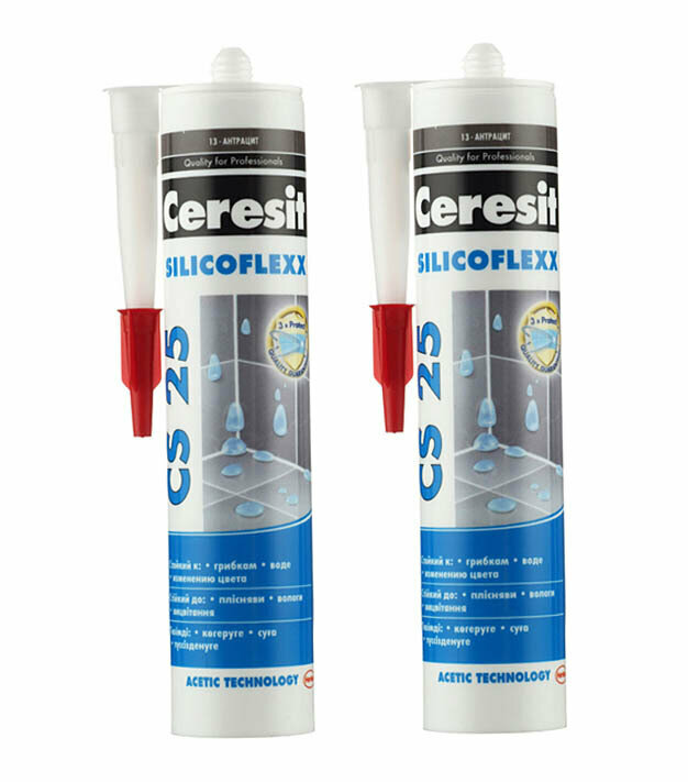 Герметик силиконовый затирка Ceresit CS 25 № 13 антрацит 280 мл (2 шт.)