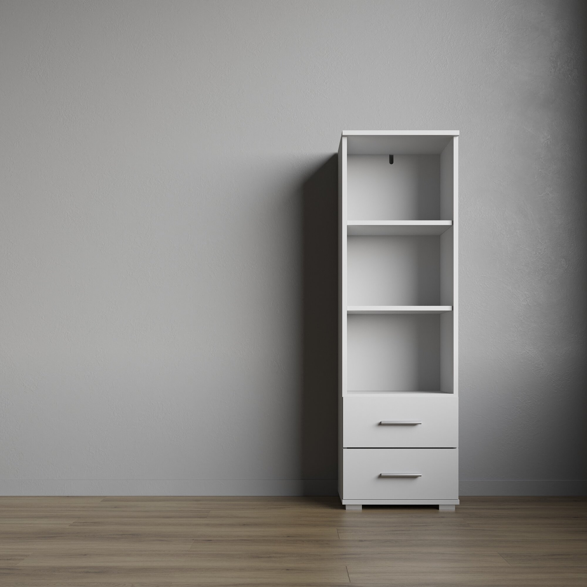 FUN (ФАН) стеллаж СТ-1, 40х130х34, ЛДСП, 3 открытых отсека, 2 ящика, Белый