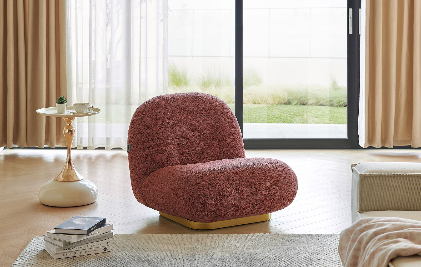 Кресло Cloud, марсала/золото