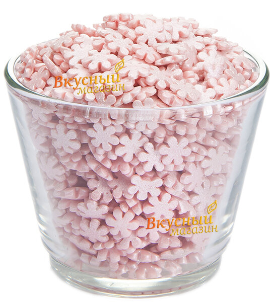 Декор Снежинки розовые перламутровые, 100 гр. (Набор из 7 шт.)