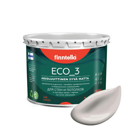 Краска интерьерная глубокоматовая ECO_3 wash and clean FINNTELLA моющаяся, цвет LILJA, 2,7л