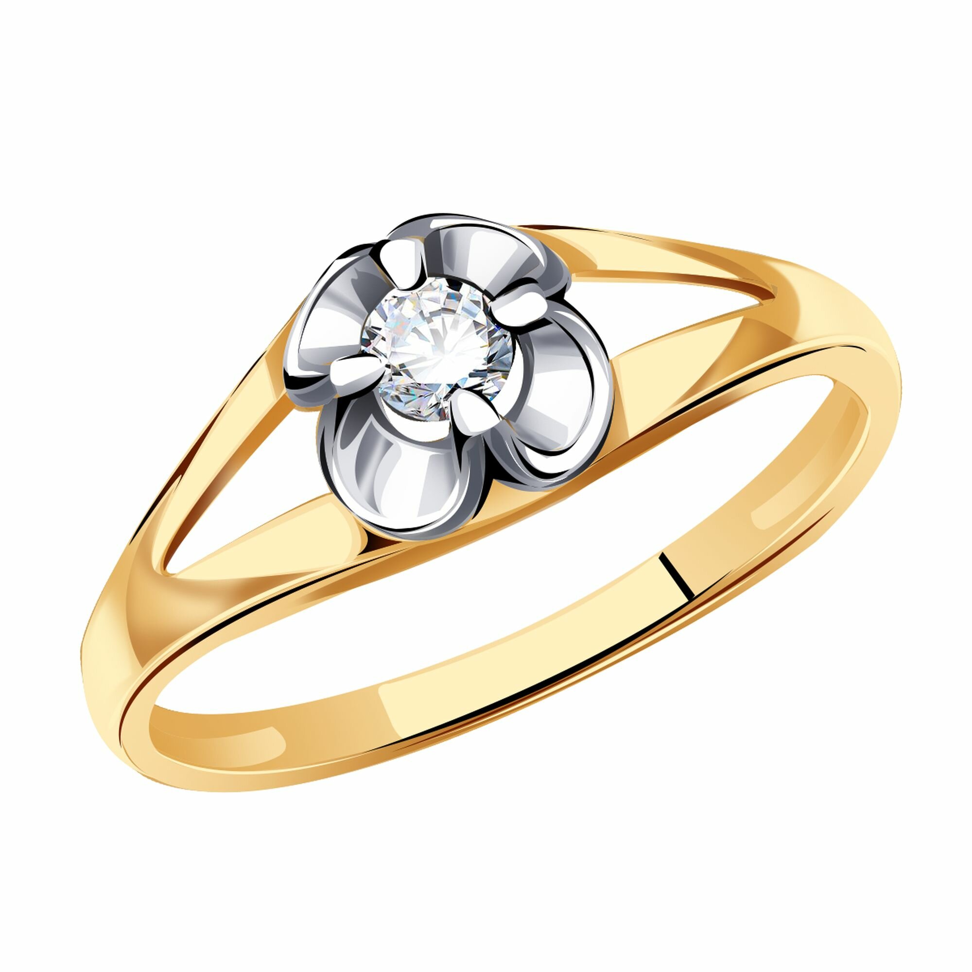 Кольцо, красное золото, 585 проба, бриллиант