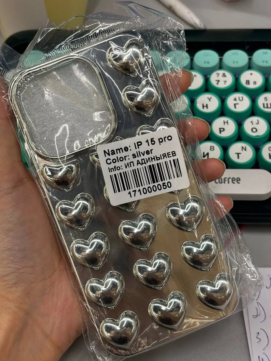 Чехол О'кейси, для iPhone 15 Pro, зеркальный, серебристый/серый, защита камеры