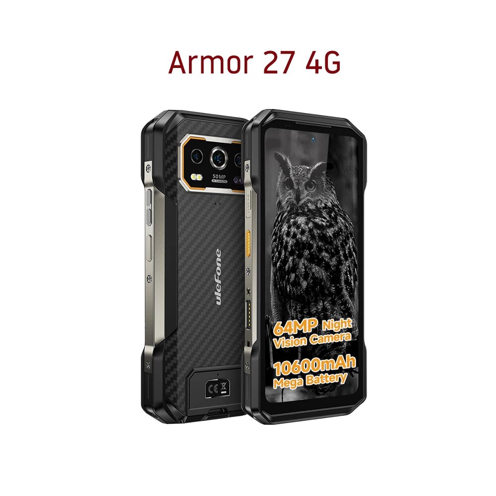 Защищенный смартфон Ulefone Armor 27 4G, 24 ГБ, 256 ГБ, Android 14, 6,78 дюйма, Full HD, 10600 мА·ч