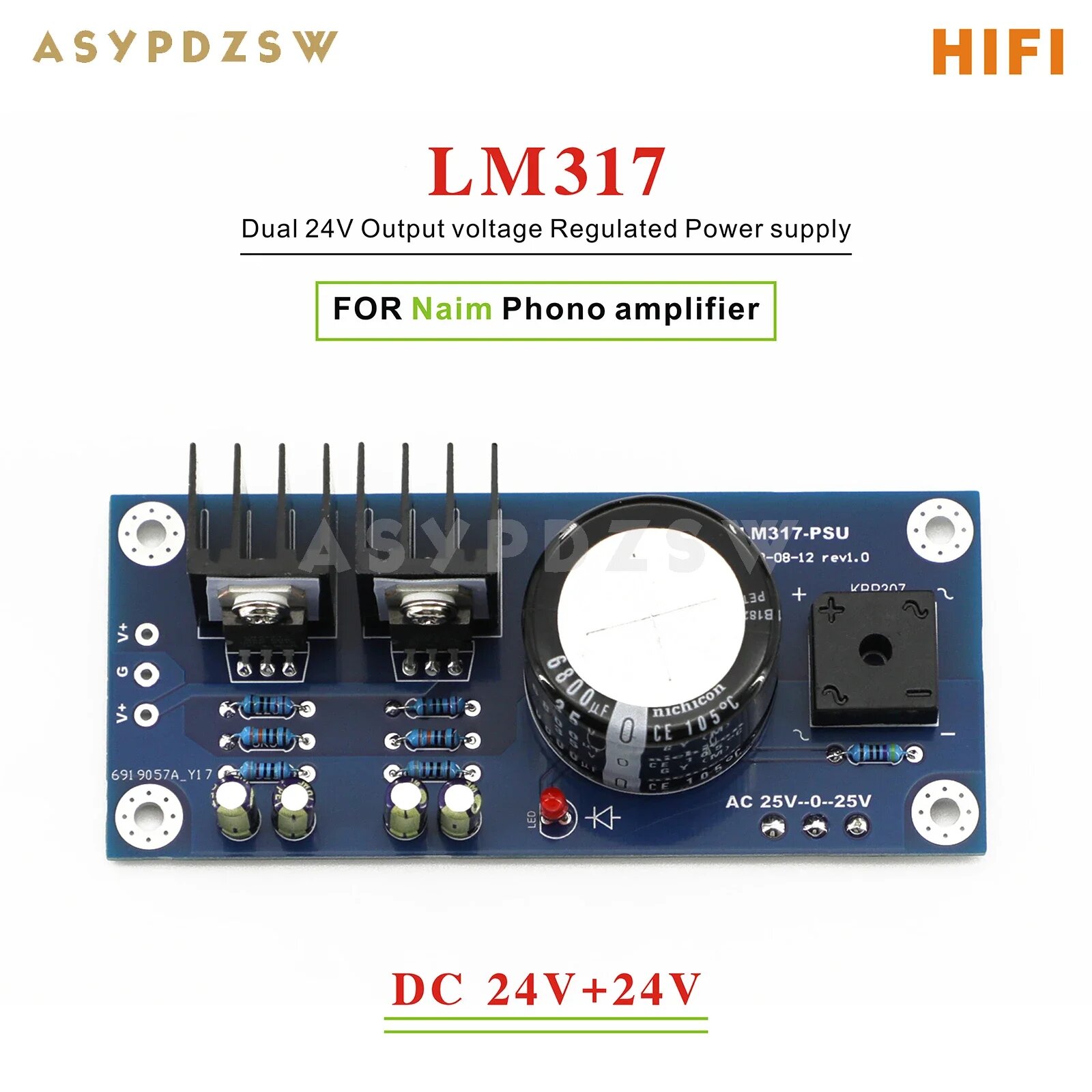 Регулируемый источник питания ASYPDZSW для NAIM Phono 24В+24В Finished board