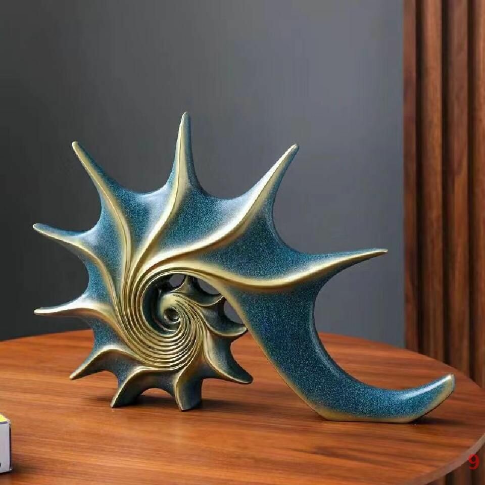 Декор для дома настольная интерьерная статуэтка ракушки в морском стиле "Seashell" из искусственного камня в цвете Бирюза