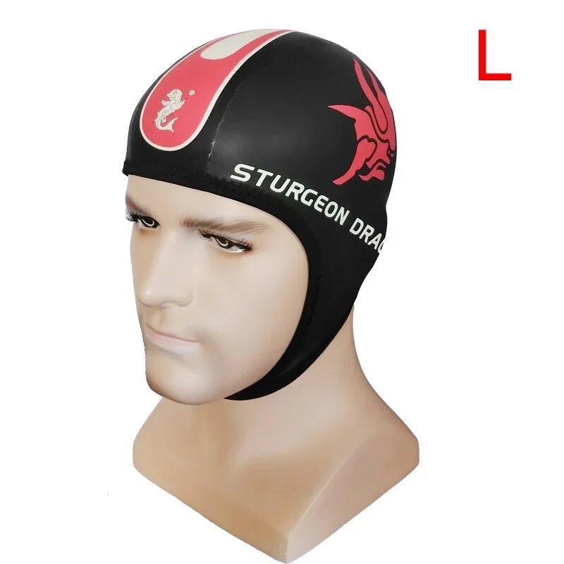 Неопреновая утолщенная зимняя шапочка для дайвинга толщиной 3 мм, защитные шапочки для ушей, шапки для мужчин и женщин Черный, L for Adults