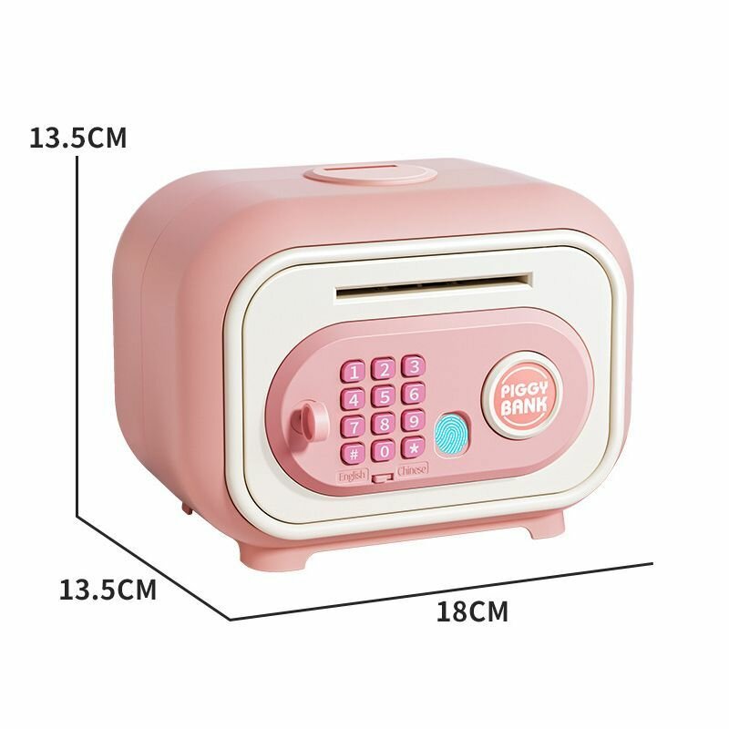 Детский сейф для денег с кодом и отпечатком пальца, копилка для мальчиков и девочек, большая электронная копилка с замком