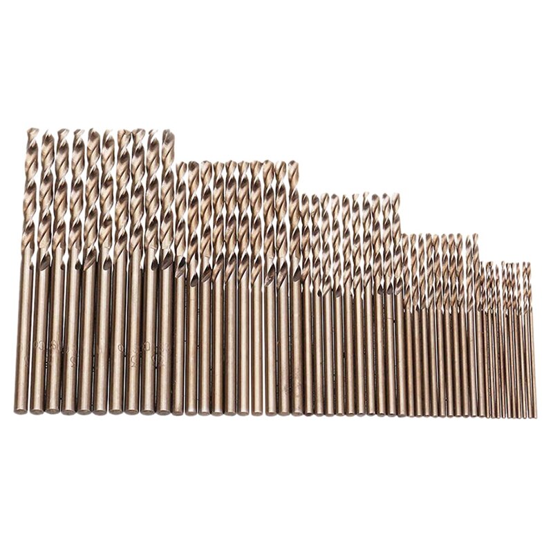 Набор сверл Drillforce Tools M35, 50 шт, набор сверл HSS-Co 1-3 мм, для сверления закаленной стали, чугуна и нержавеющей стали