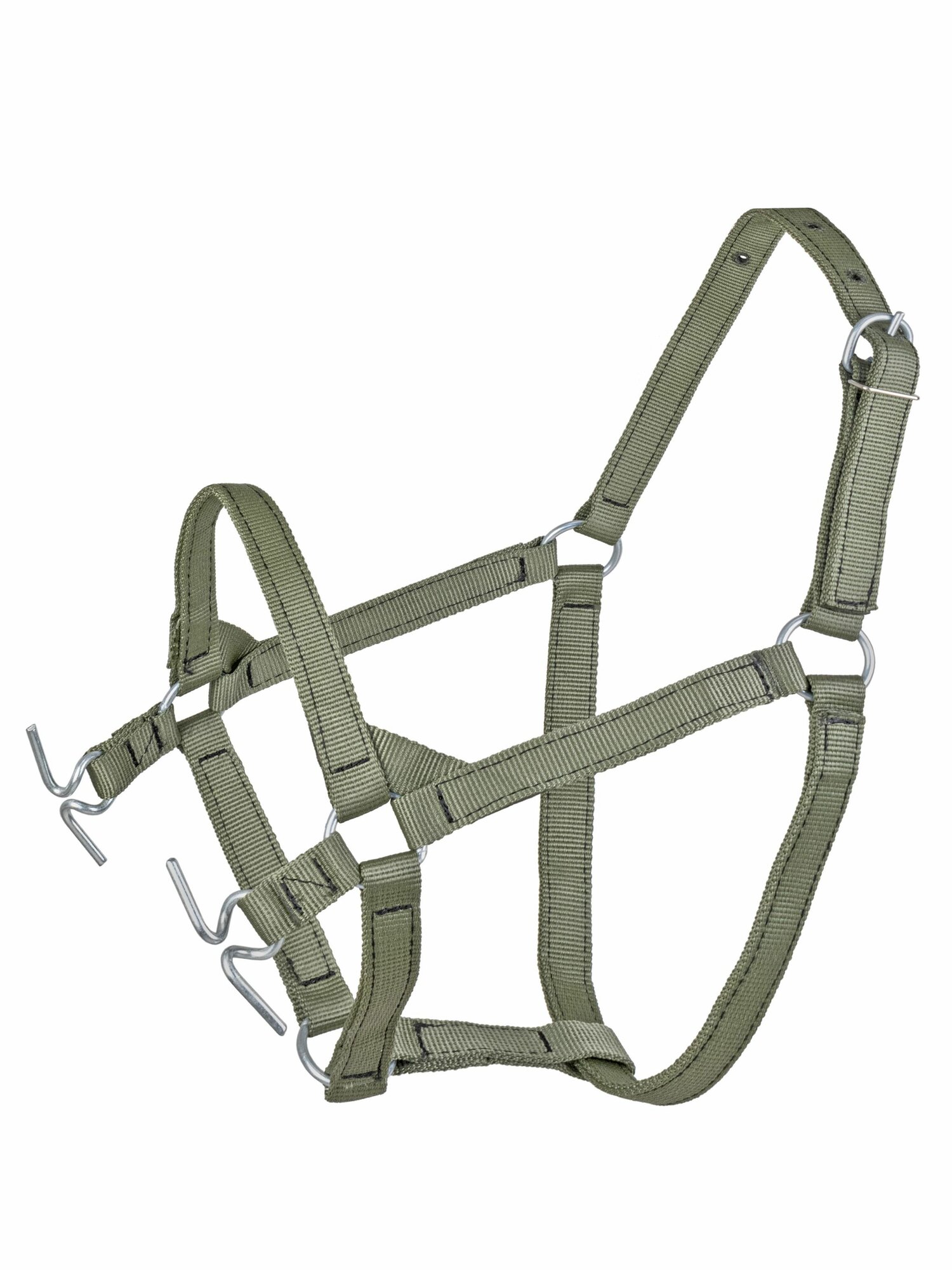 Недоуздок-узда для лошадей с барашками двойной капрон, недоуздок зеленый REITER 25 мм